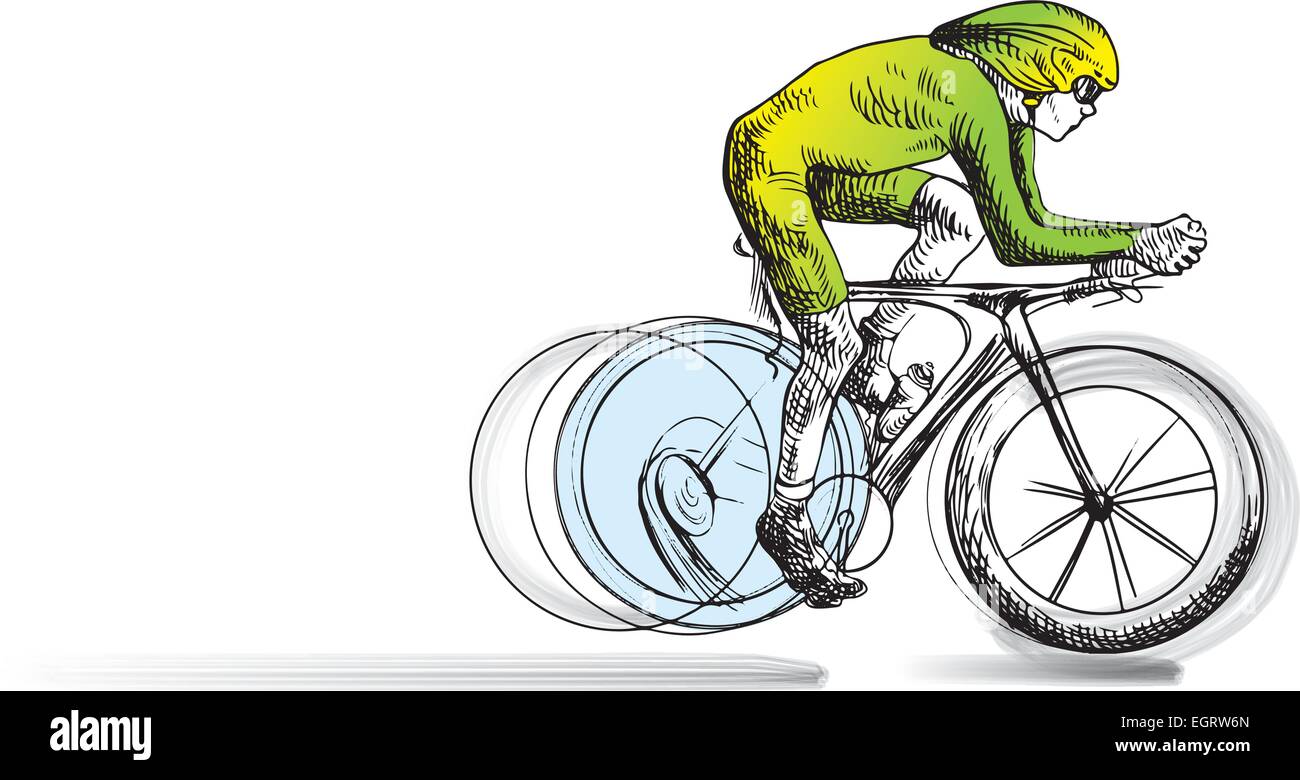 An hand drawn illustration (line art) - Cycling - Cyclist Stock Vector ...