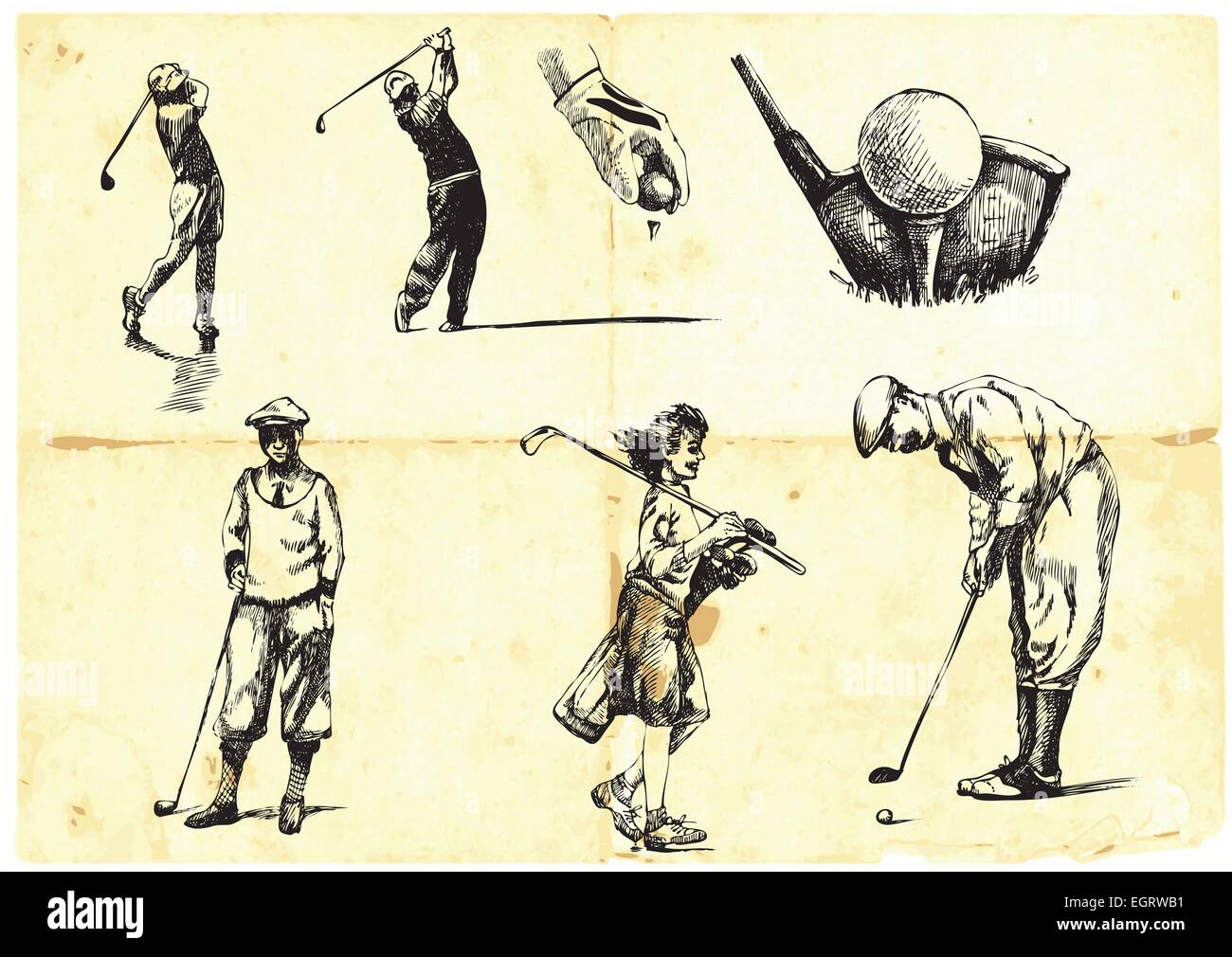 Golf vintage drawing hi-res stock photography and images - Alamy