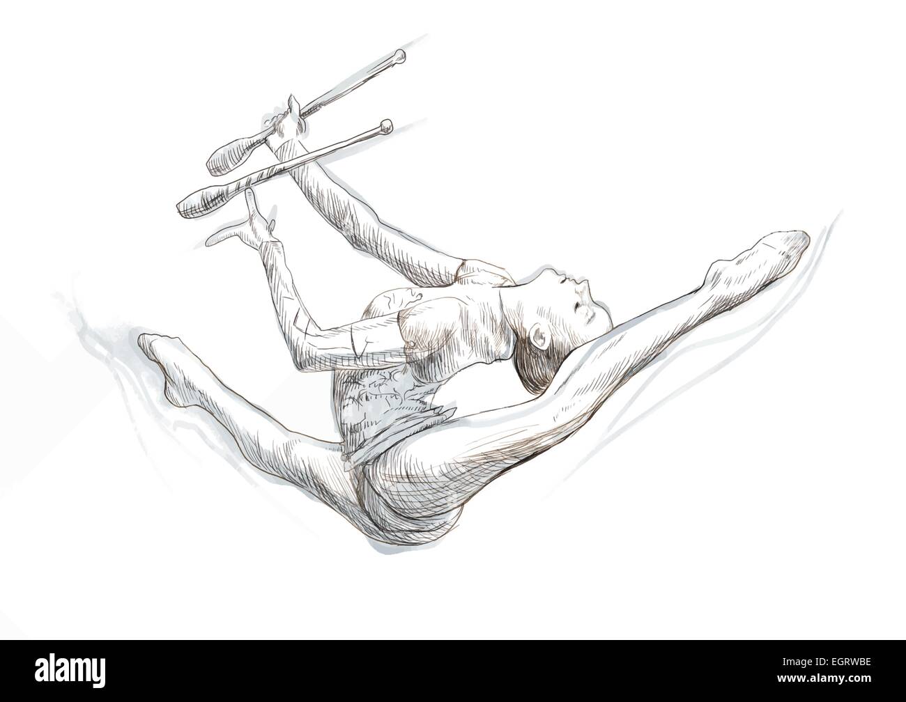 gymnast - an hand drawn illustration, line art Stock Vector Image & Art ...