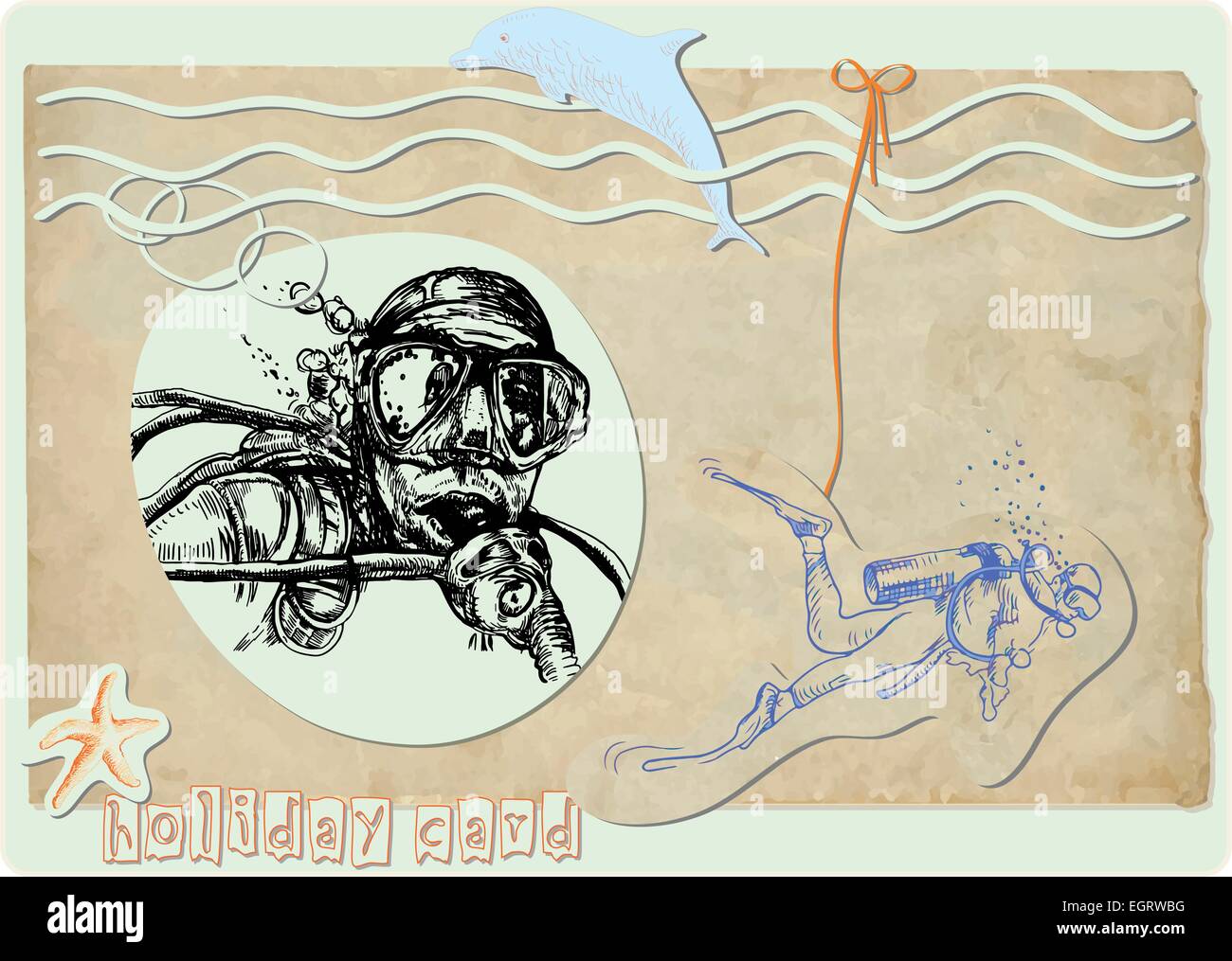 An hand drawn illustration: diving theme Stock Vector Image & Art - Alamy