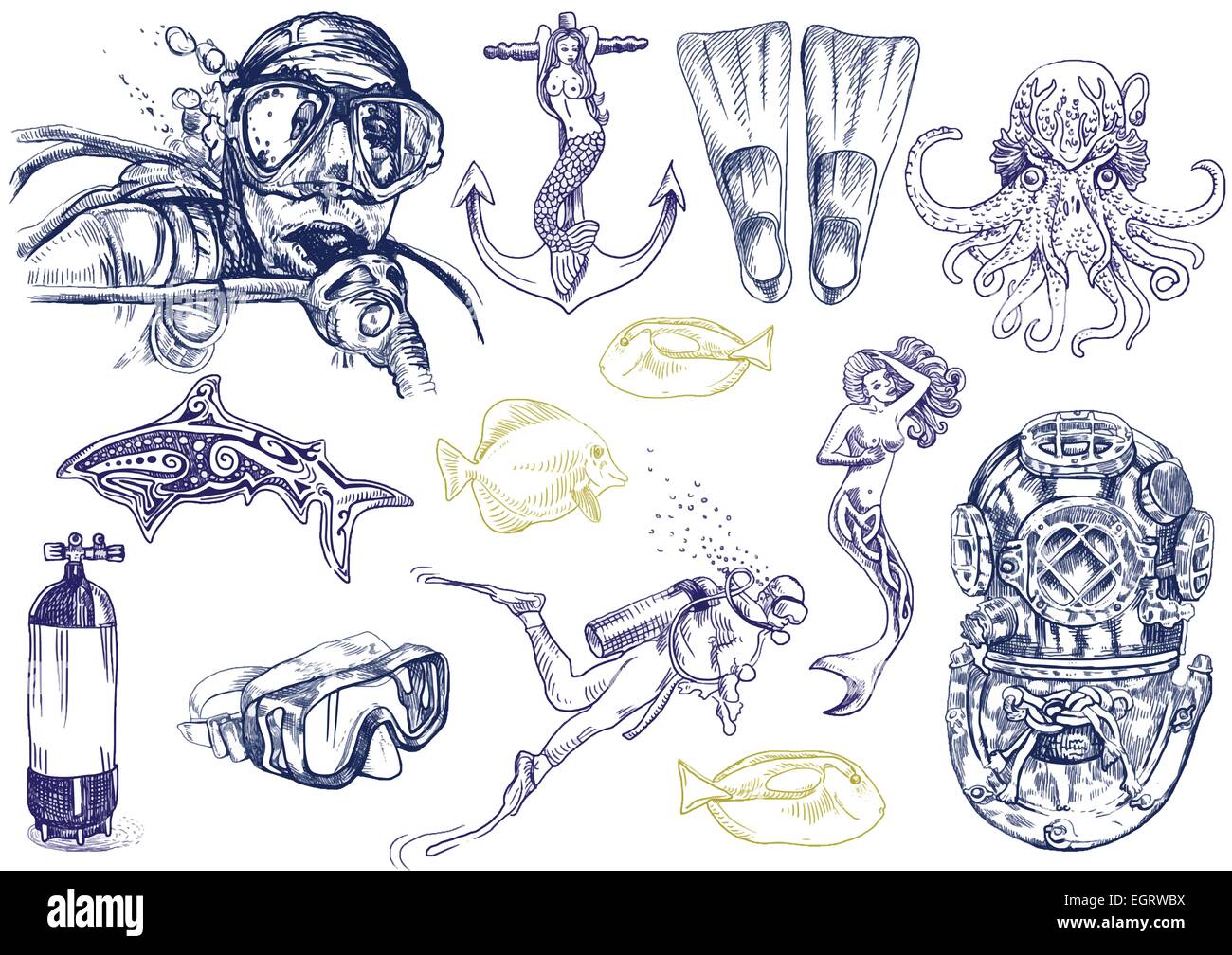 Mermaid illustration Stock Vector Images - Alamy