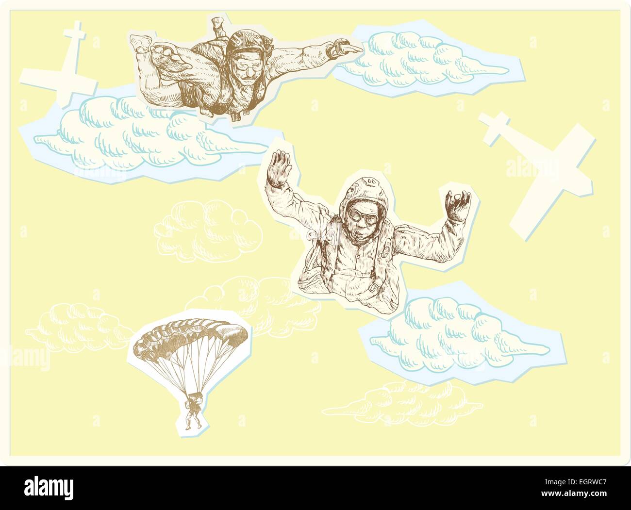 An hand drawn illustration - parachutist Stock Vector Image & Art - Alamy