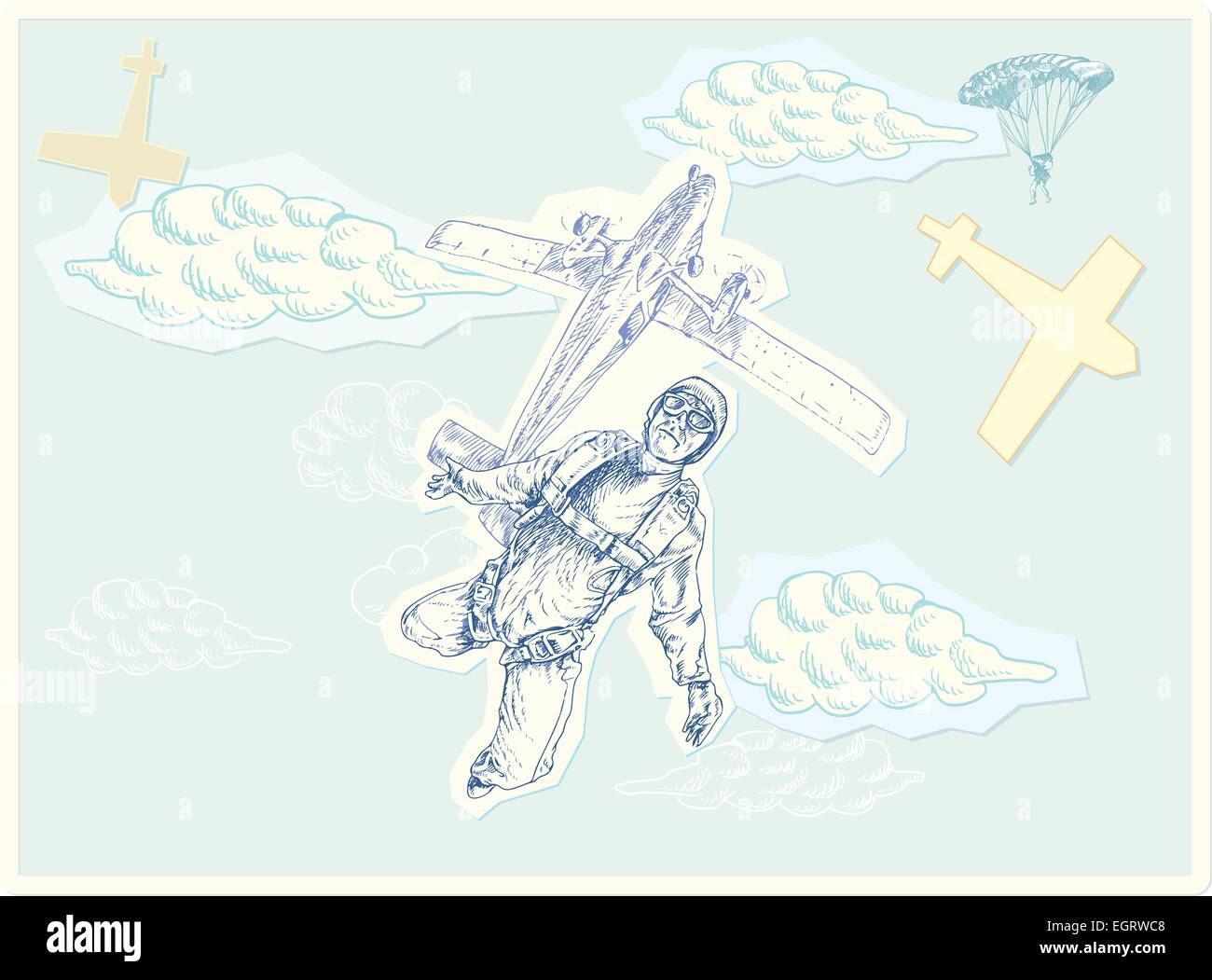 An hand drawn illustration - parachutist Stock Vector Image & Art - Alamy