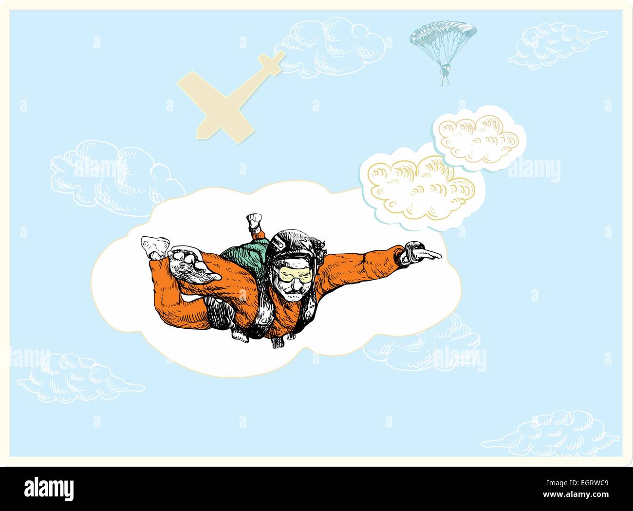 An hand drawn illustration - parachutist Stock Vector Image & Art - Alamy