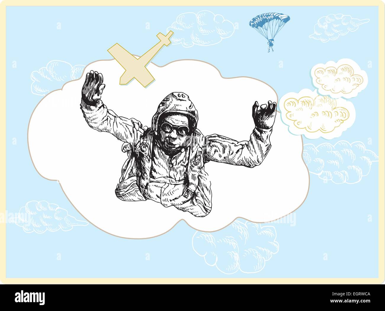 An hand drawn illustration - parachutist Stock Vector Image & Art - Alamy