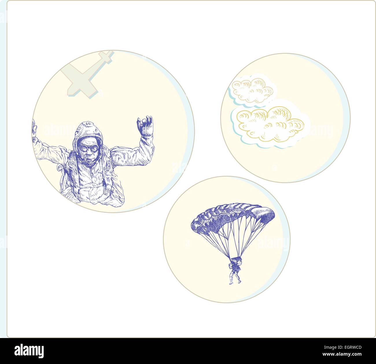 An hand drawn illustration - parachutist Stock Vector Image & Art - Alamy