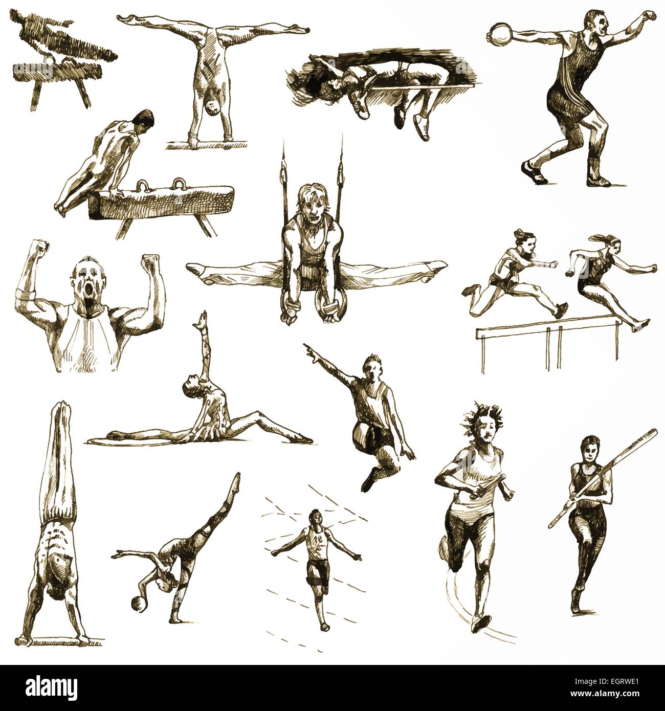 An hand drawn illustration (hard marker) - summer sports collection on ...