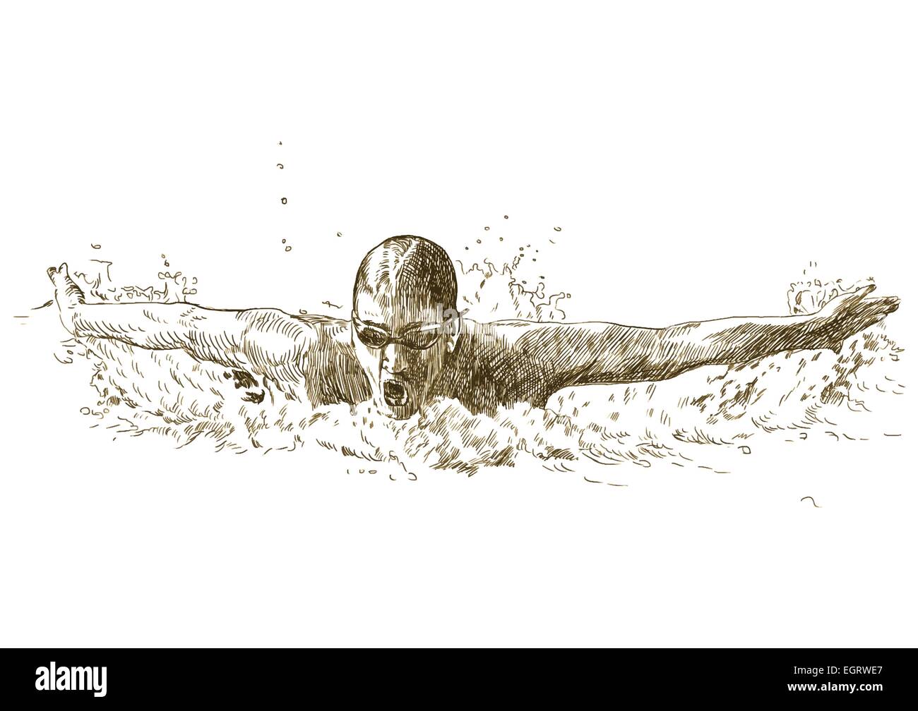 An hand drawn illustration - subject: swimming Stock Vector Image & Art ...