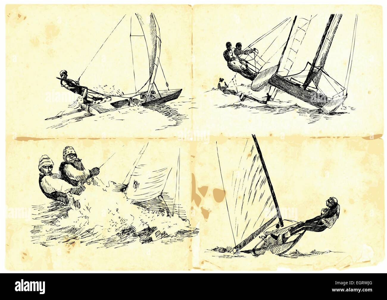 Hand-drawn collection. Marine sports - yachting Stock Vector Image ...