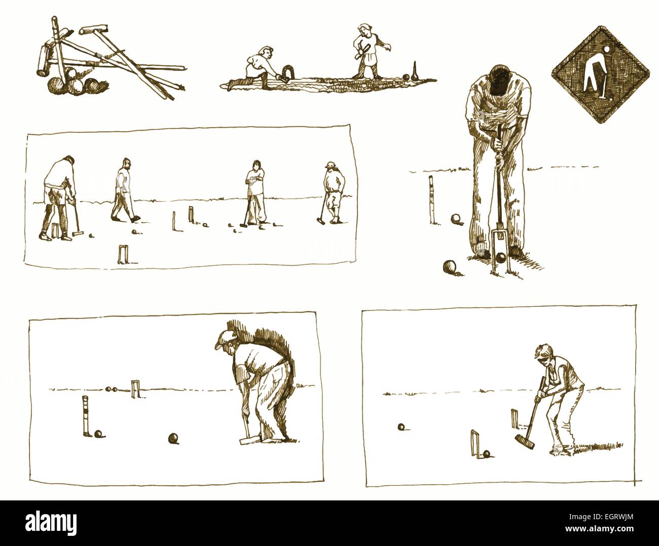 Vintage croquet set Stock Vector Images - Alamy