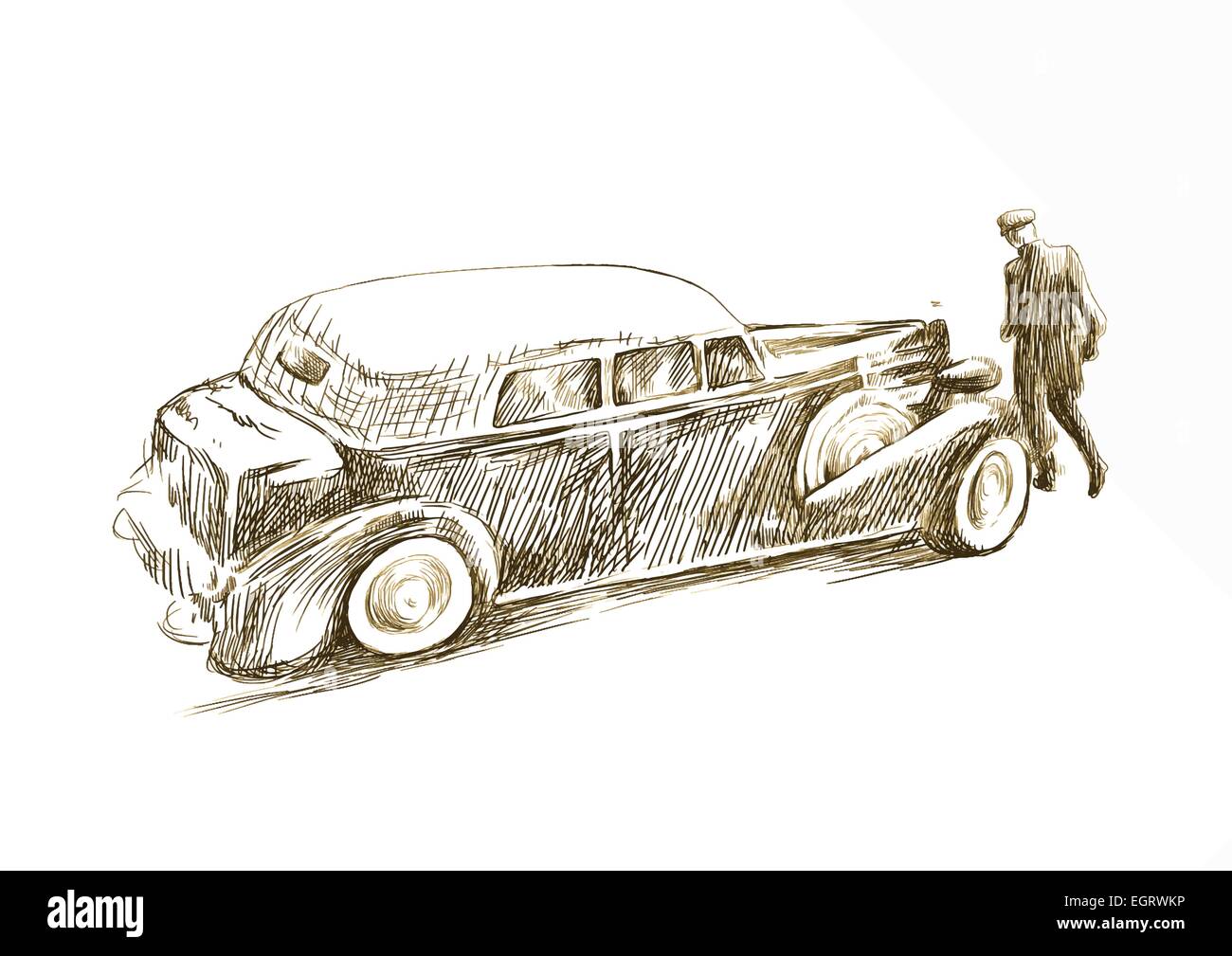 An hand draw illustration - old car Stock Vector Image & Art - Alamy