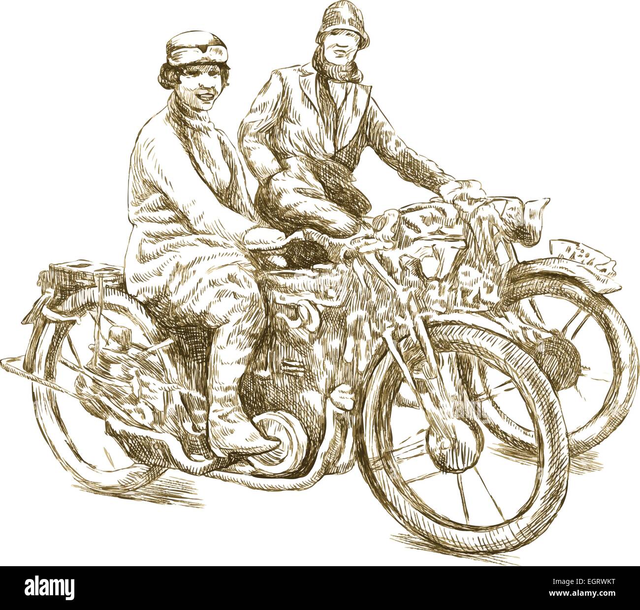 Girl On Motorcycle Drawing