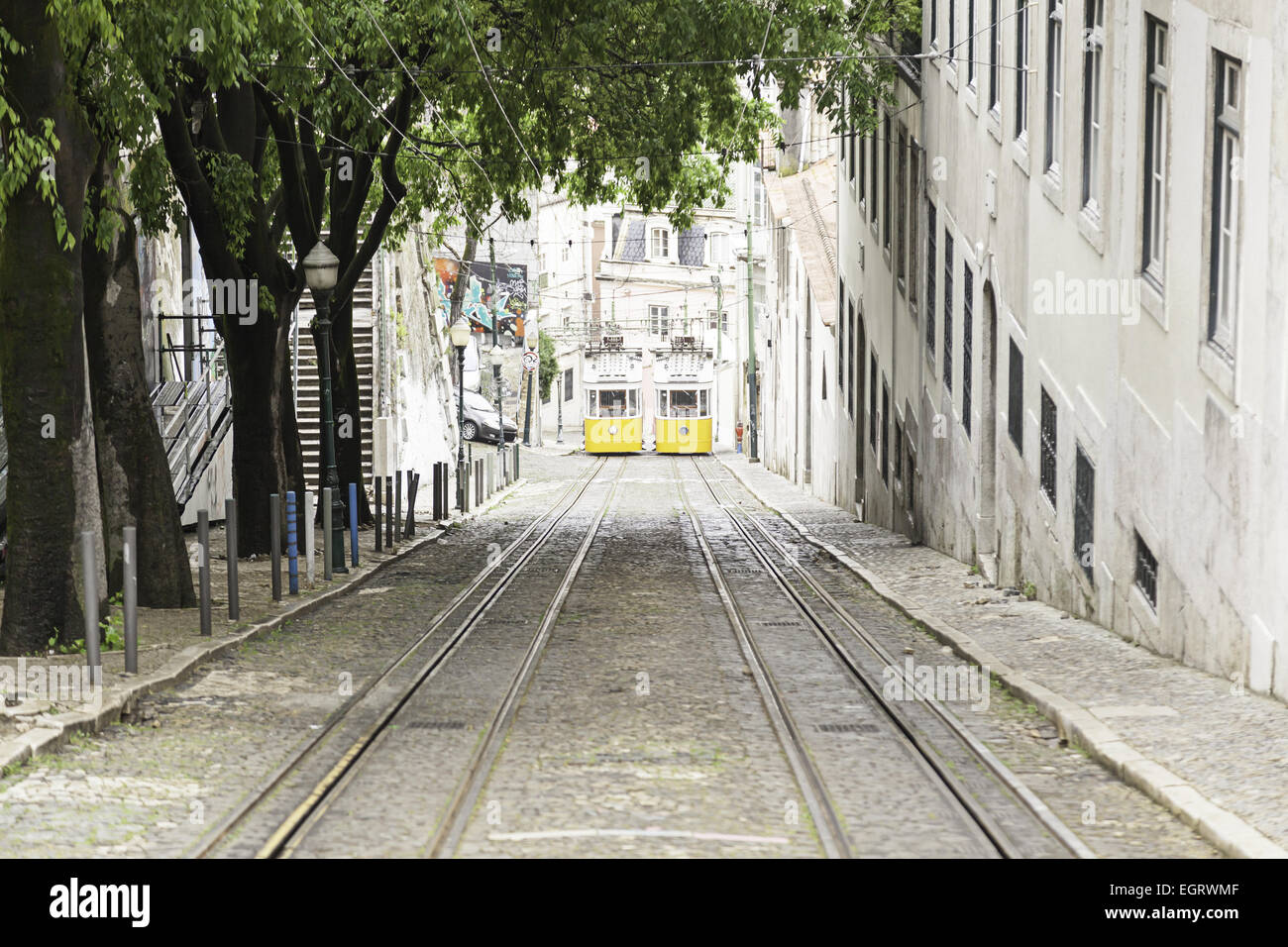 Old trams in Lisbon, detail of an old city transport, ancient art ...