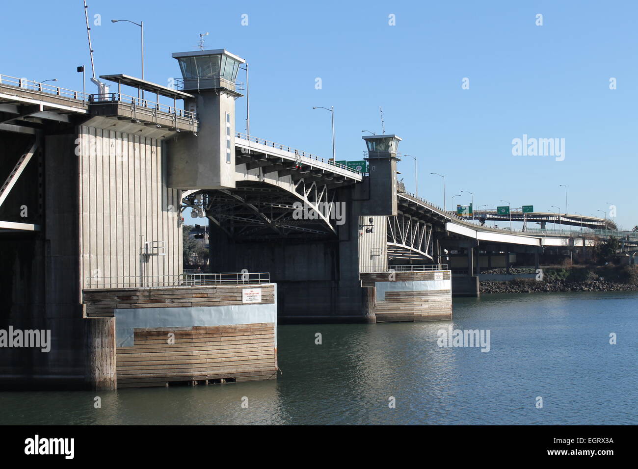 Burnside Bridge in Portland, Oregon over Willamette River Stock Photo ...