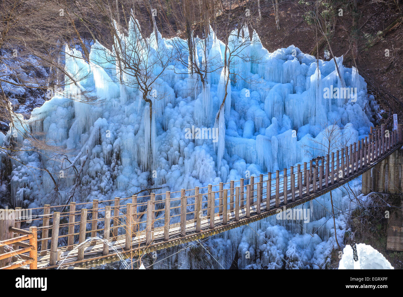Icicle and suspension bridge, Saitama, Japan Stock Photo - Alamy