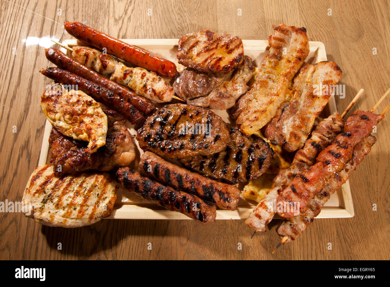 meat variety souvlaki beef pork chicken sausage lamb bread potatoes eat ...