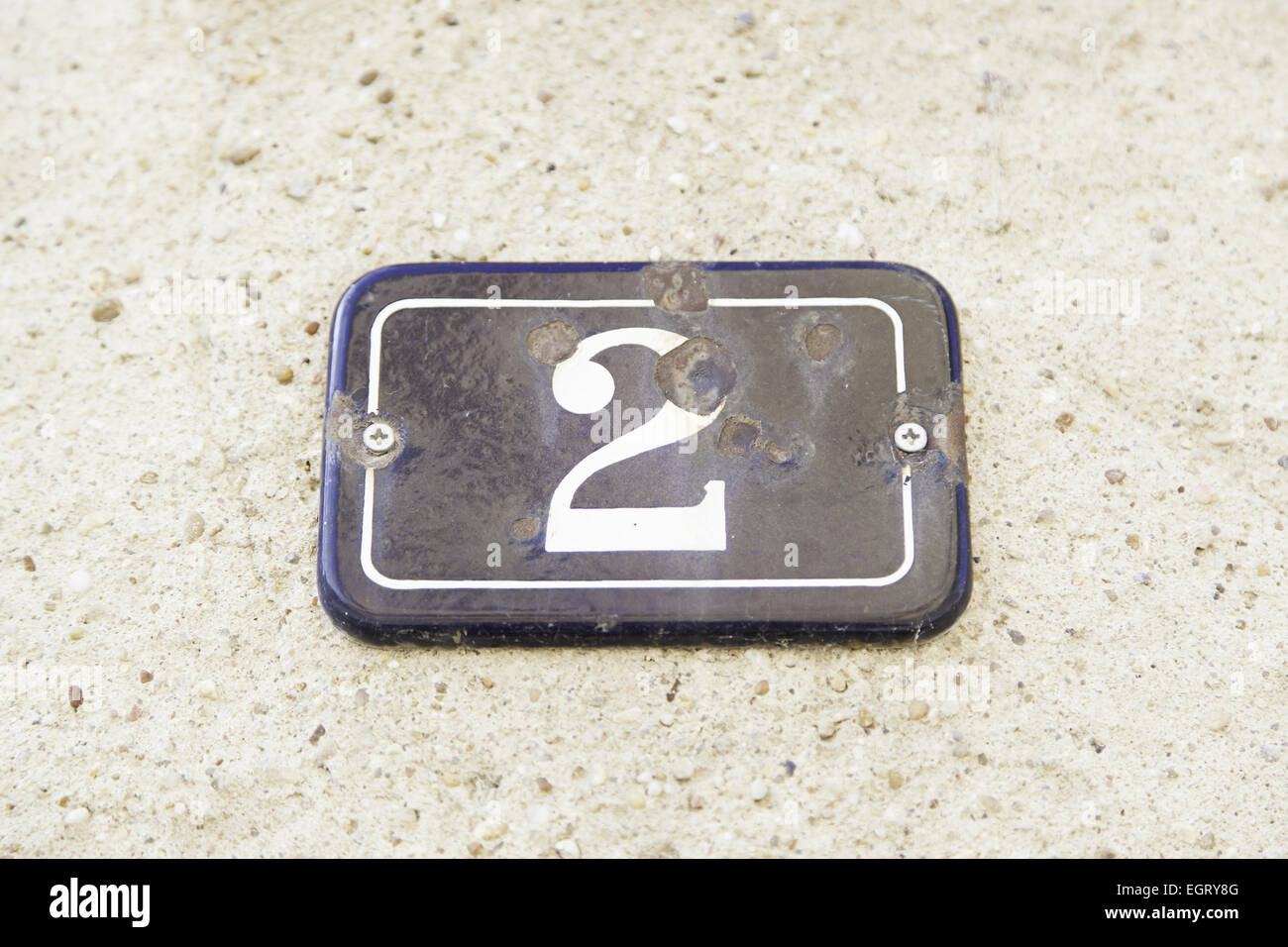 Number two in one wall of a house, detail of a number of information ...