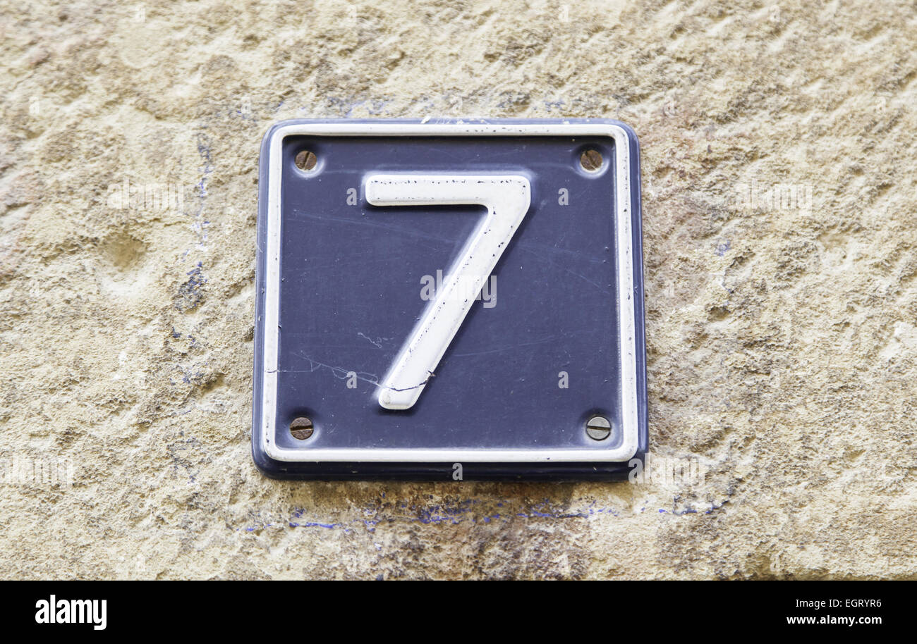 House number 7 sign on wall hi-res stock photography and images - Alamy