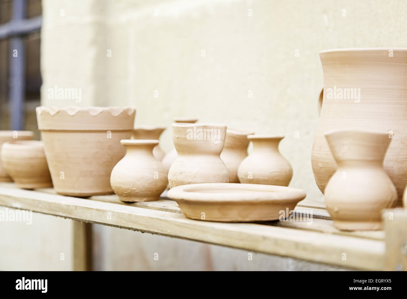 Handmade clay pots, clay pieces detail of handmade pottery and ...