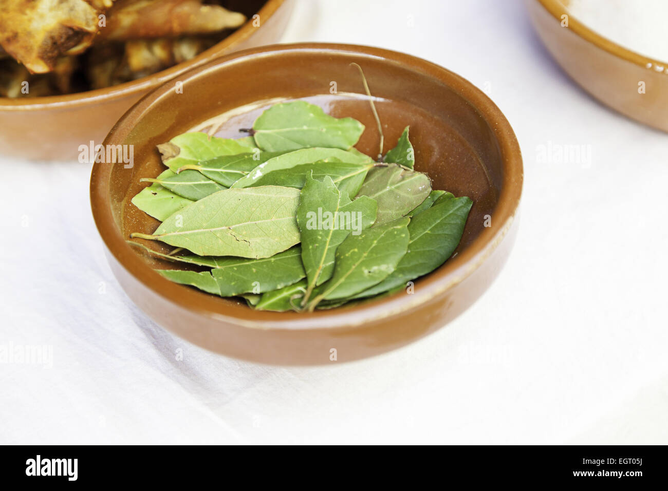 Bay leaves for cooking, detail of an aromatic plant, dried leaves for ...