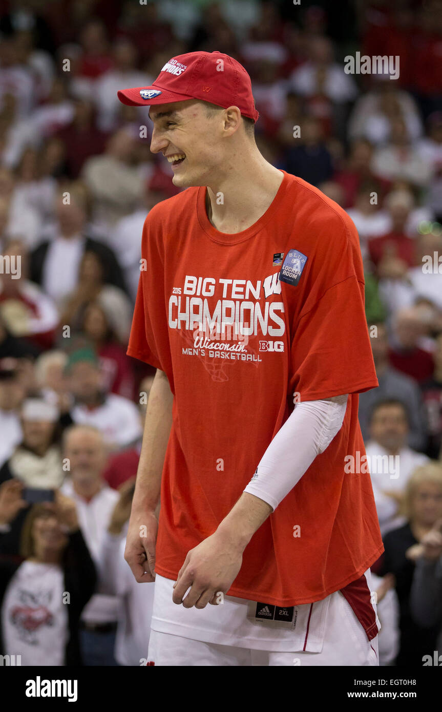 March 1, 2015: Wisconsin Badgers forward Sam Dekker #15 celebrates a ...