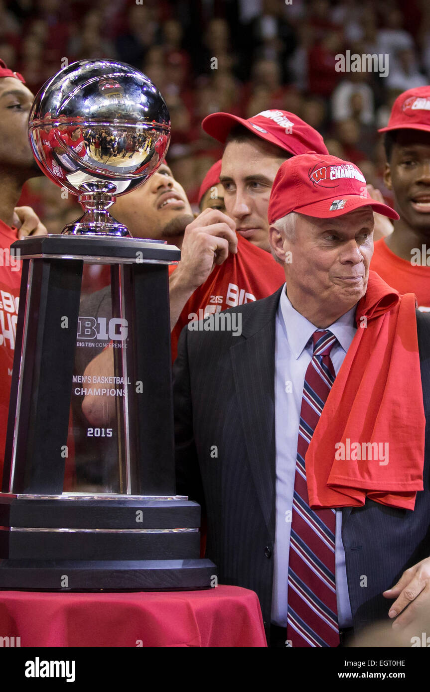 March 1, 2015: Wisconsin coach Bo Ryan celebrates winning the Big Ten ...