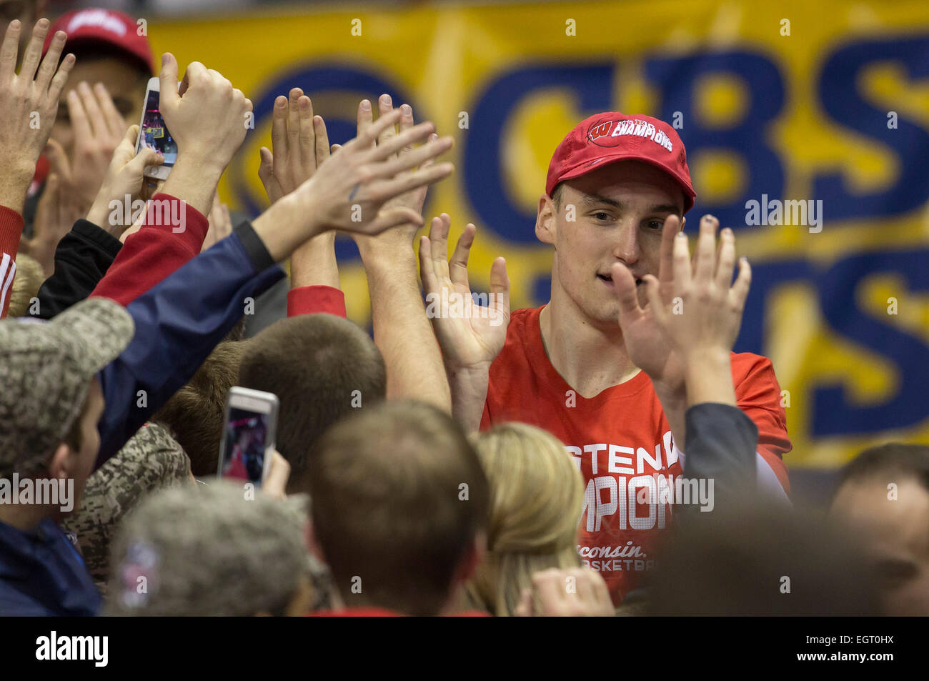 March 1, 2015: Wisconsin Badgers forward Sam Dekker #15 runs into the ...