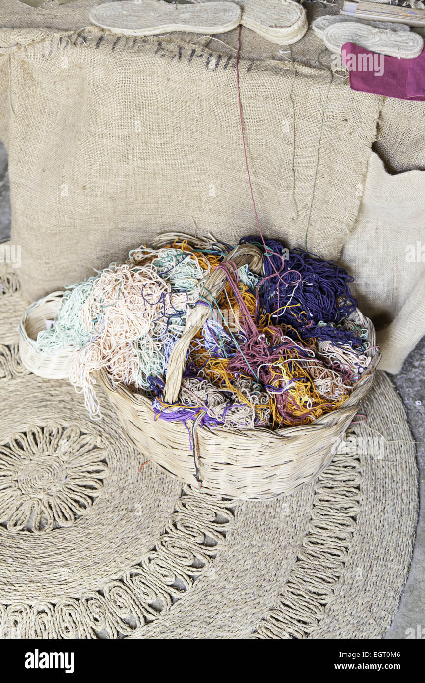 Handmade wool colors, detail of handmade fabric Stock Photo - Alamy