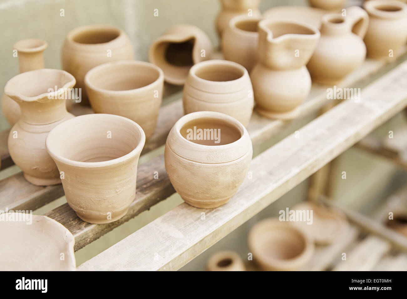Clay container craft, detail of an old factory mud Stock Photo - Alamy