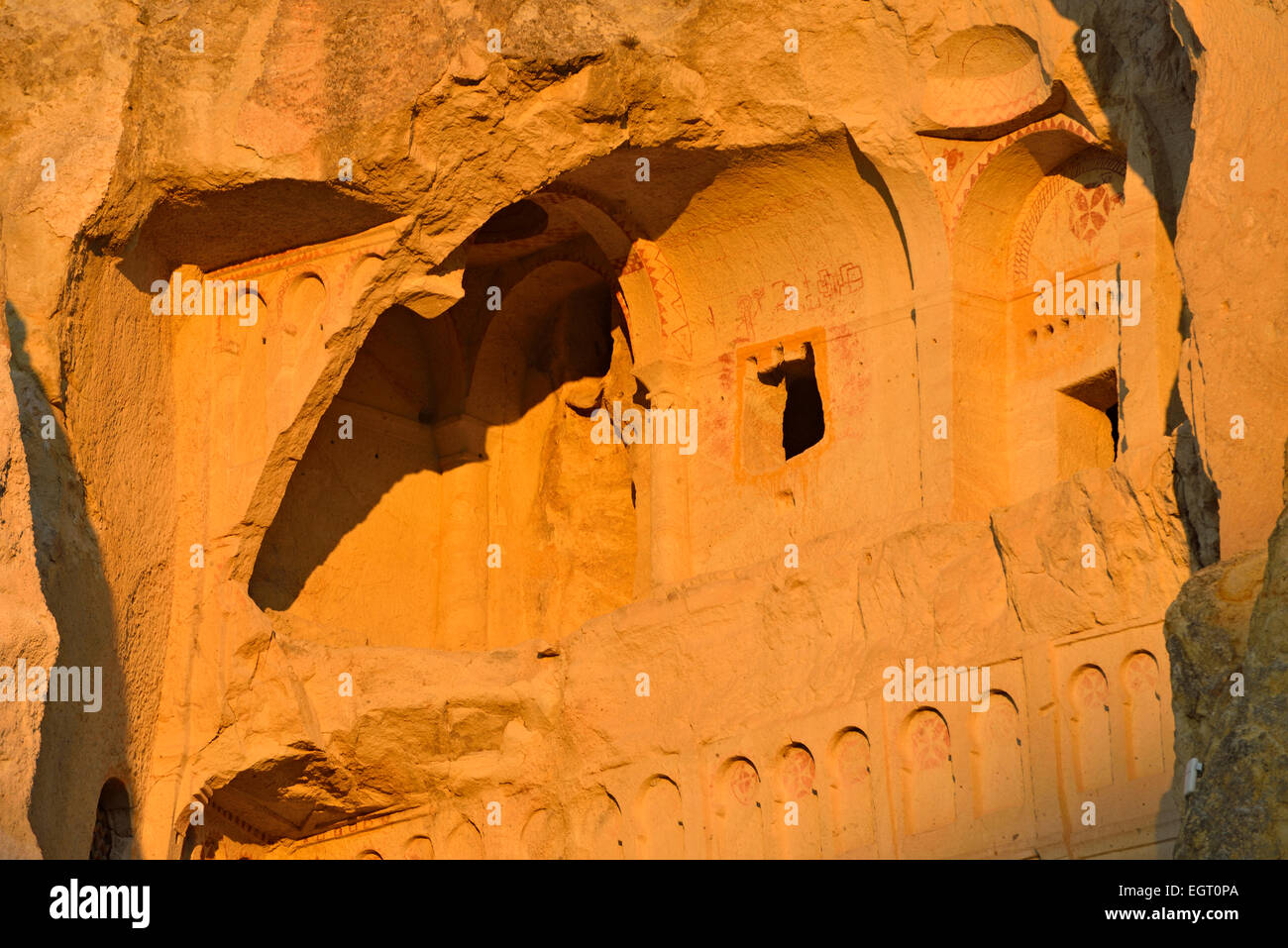 Exterior of the Karanlik (Dark) Church at sunset, Goreme Open Air ...