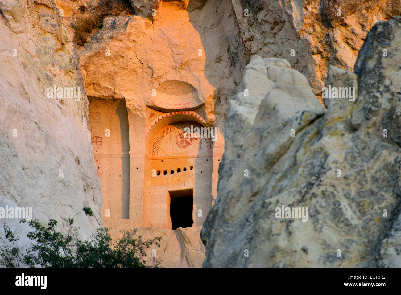 Exterior of the Karanlik (Dark) Church at sunset, Goreme Open Air ...