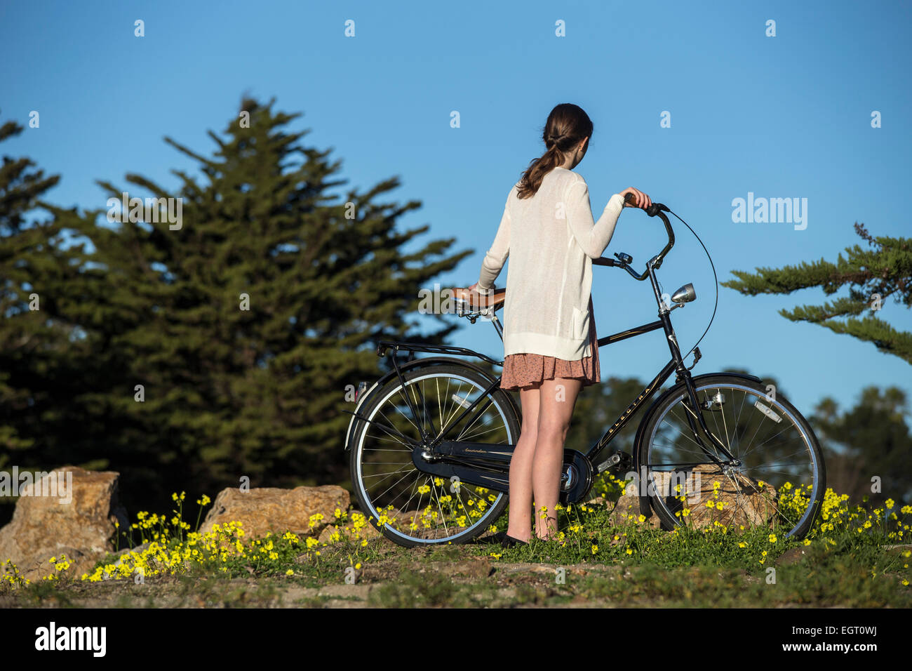 Girl with Bicycle Book Cover Concept Stock Photo - Alamy