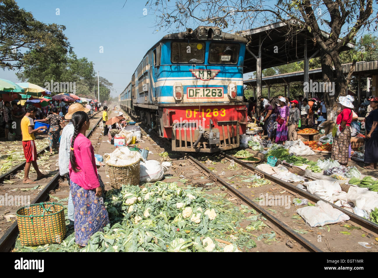 At fruit and vegetable market next to train tracks, 3 hour circle train ...