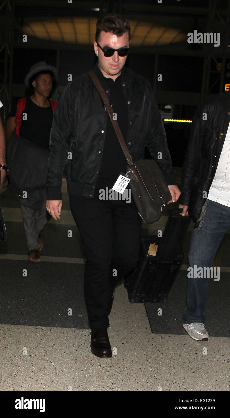 Sam Smith at Los Angeles International Airport (LAX) Featuring: Sam ...