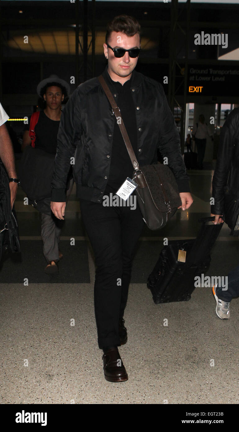 Sam Smith at Los Angeles International Airport (LAX) Featuring: Sam ...