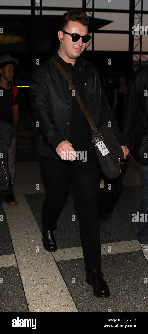 Sam Smith at Los Angeles International Airport (LAX) Featuring: Sam ...