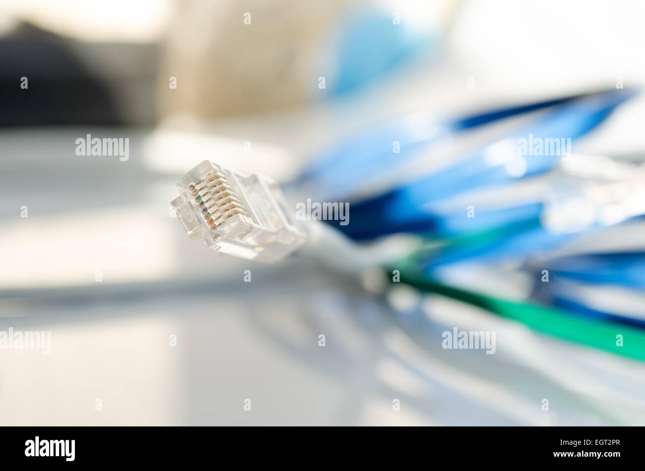 Rj45 network plug on white Stock Photo - Alamy