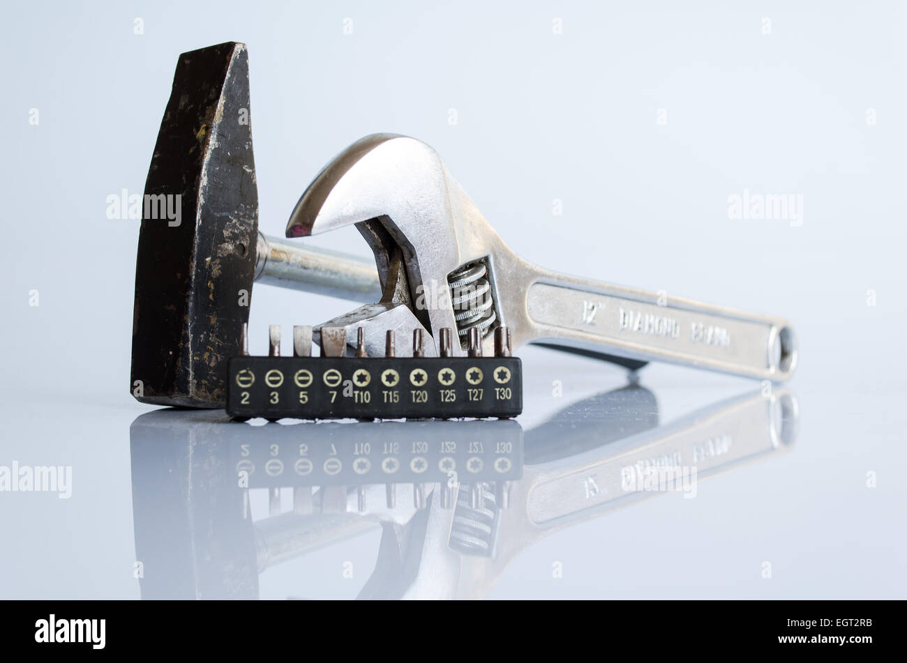 Mechanic tools set isolated on white background Stock Photo - Alamy