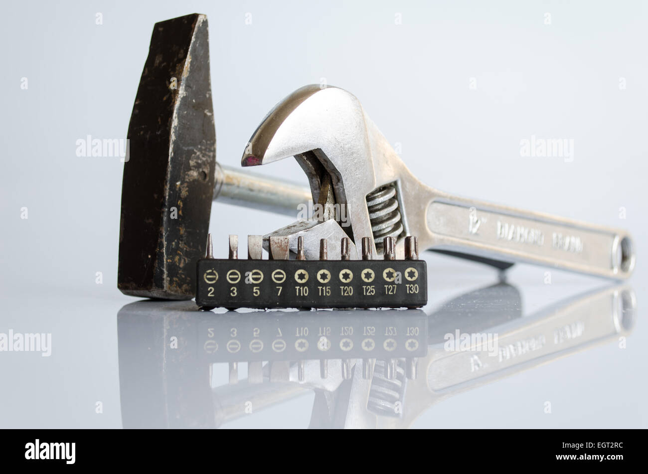 Mechanic tools set isolated on white background Stock Photo - Alamy