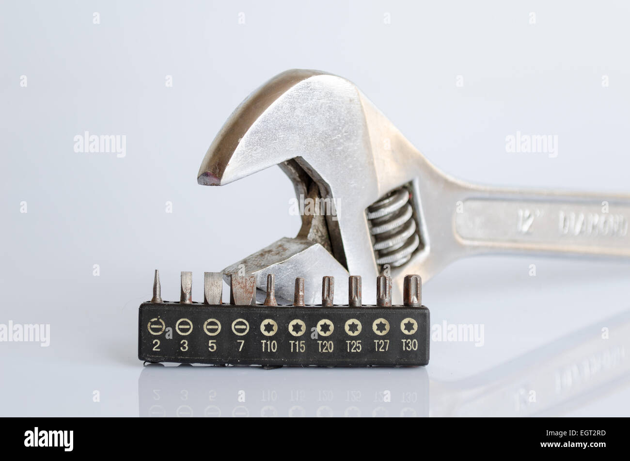 Mechanic tools set isolated on white background Stock Photo - Alamy