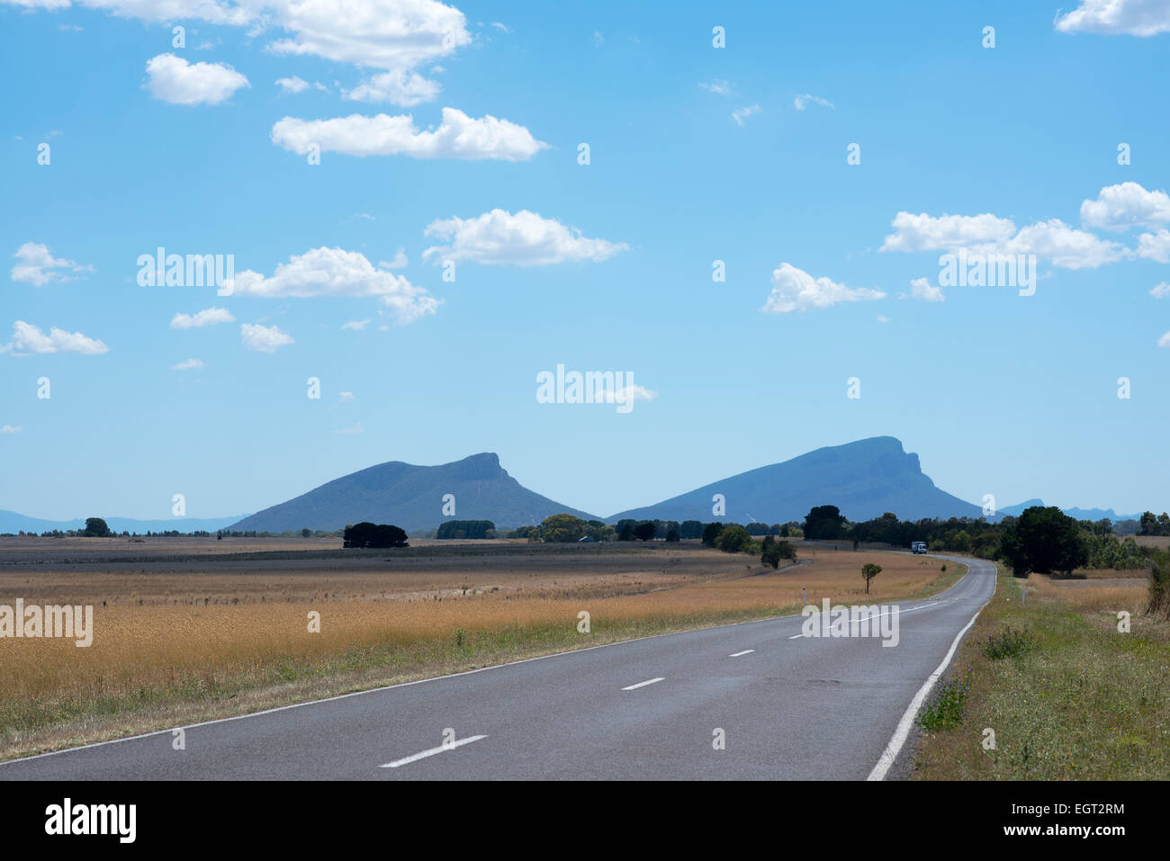 A road leads to the southern Grampians in western Victoria, Australia ...