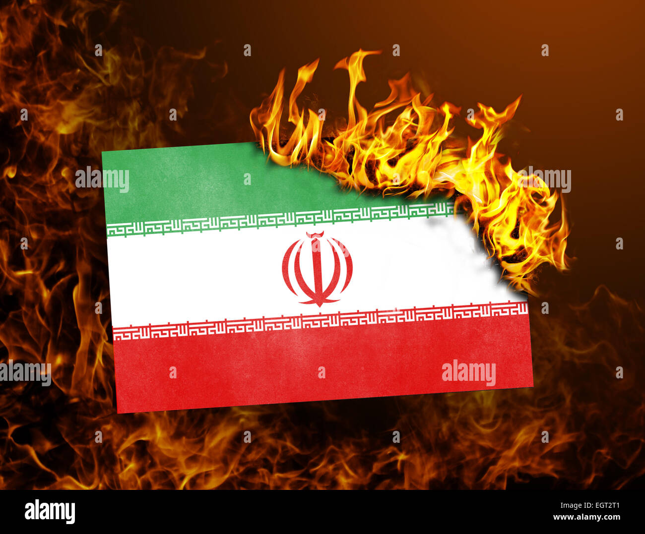 Iran flag burning hi-res stock photography and images - Alamy