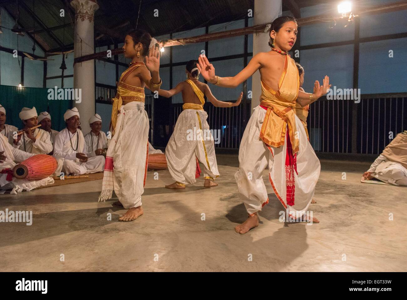 Monks Performing, Uttar Kamalabari Satra, Majuli Island Stock Photo - Alamy