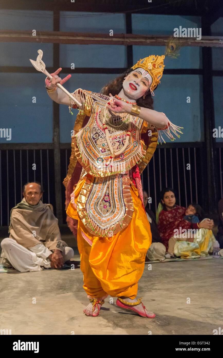 Monk Performing, Uttar Kamalabari Satra, Majuli Island Stock Photo - Alamy