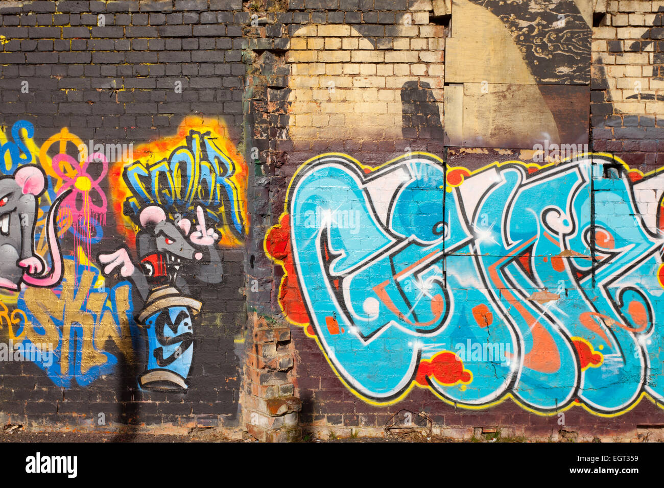 Graffiti on walls and hoardings, of a particularly high graphic and ...