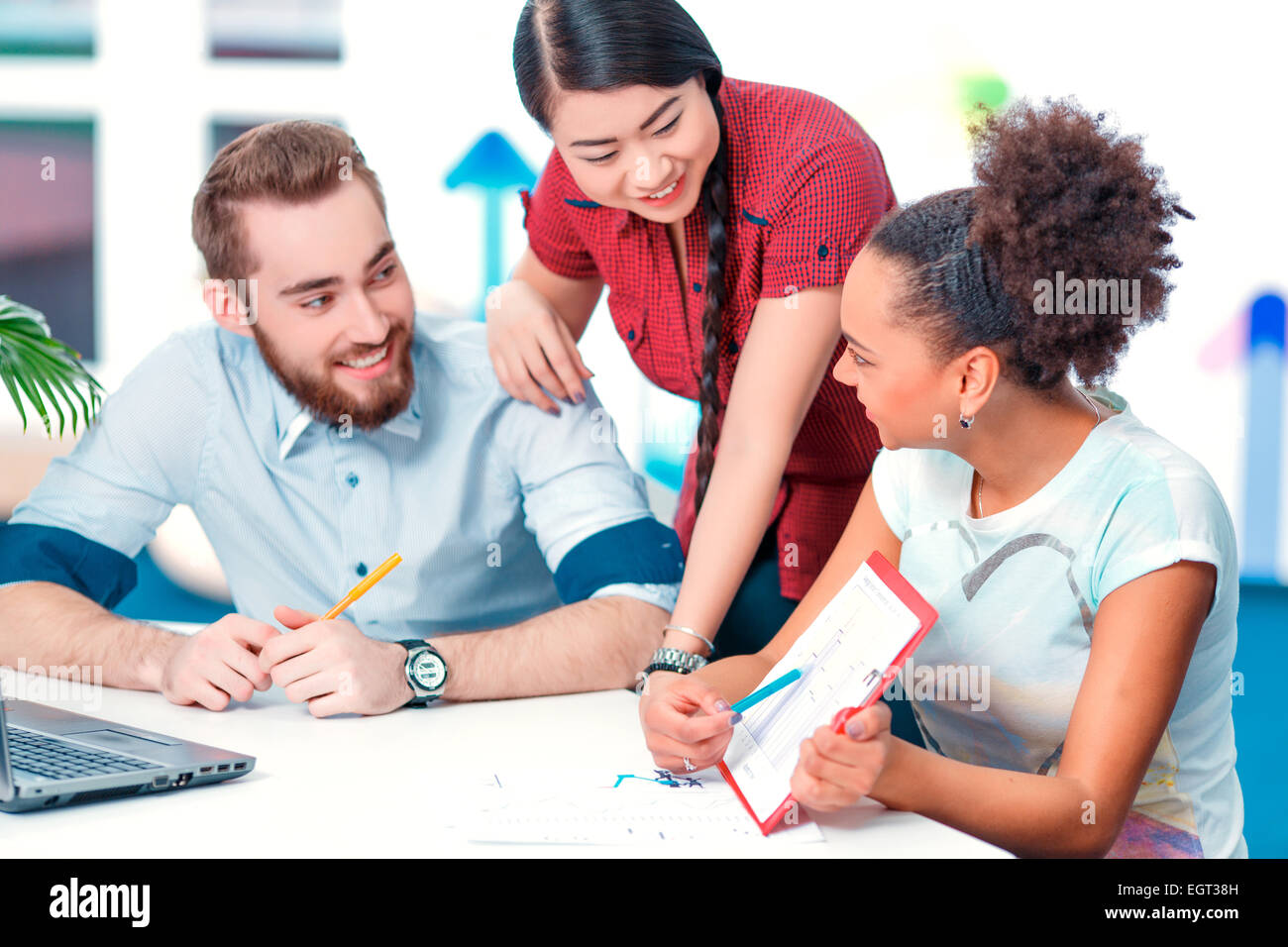 Young creative people at brainstorming Stock Photo - Alamy