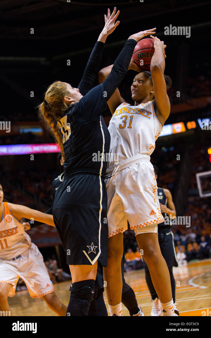 March 1, 2015: Jaime Nared #31 of the Tennessee Lady Volunteers shoots ...
