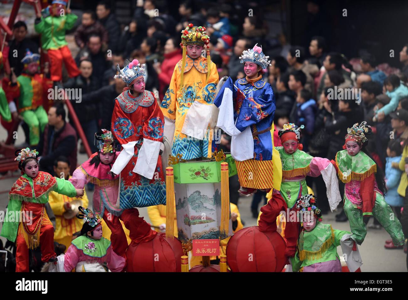 Miluo, China's Hunan Province. 2nd Mar, 2015. Children perform ...