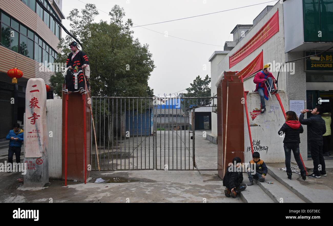 Miluo, China's Hunan Province. 2nd Mar, 2015. Children walking on ...