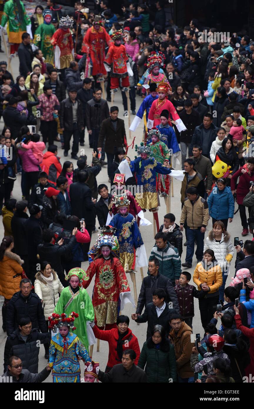 Miluo, China's Hunan Province. 2nd Mar, 2015. Children perform ...